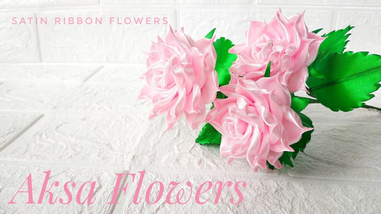 DIY || Membuat bunga mawar cantik dari pita satin // satin ribbon ...