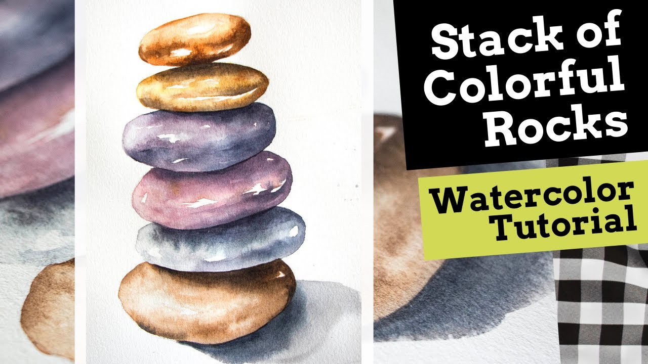 Realistic and Colorful Stones in Watercolor How to Tutorial - YouTube