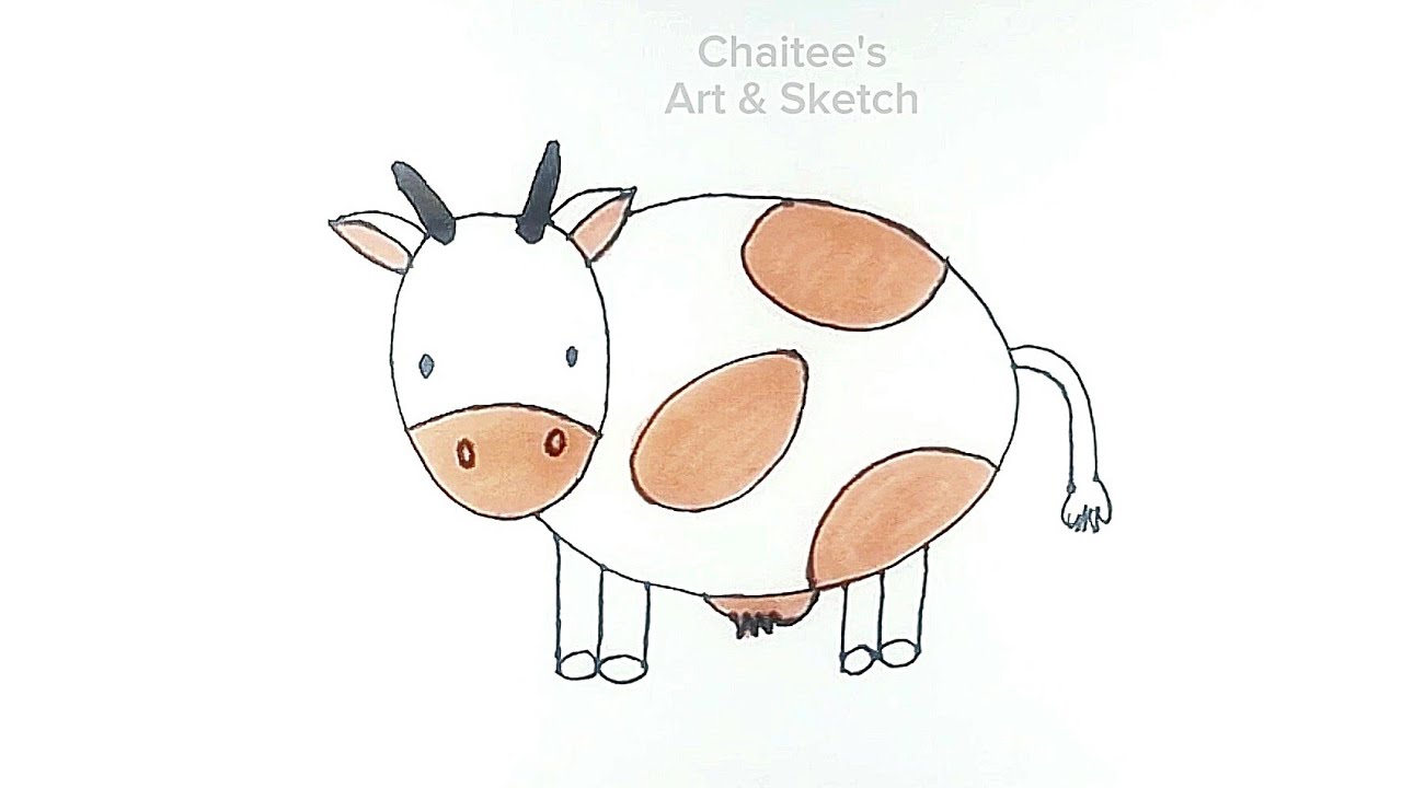 How to Draw a Cow Using Only Pen Step-by-Step 🐄 Easy Cow Drawing ...