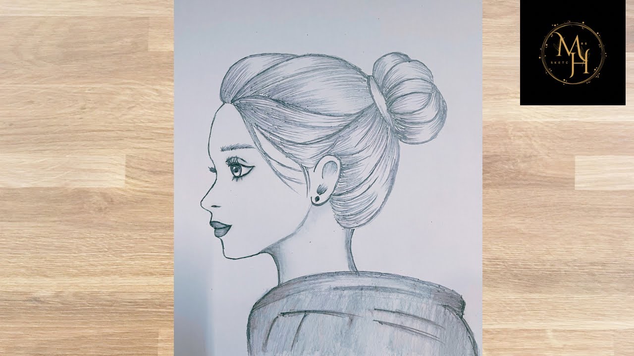 How to draw Beautiful Girl Side Face Drawing | Pencil Sketch with Hair ...