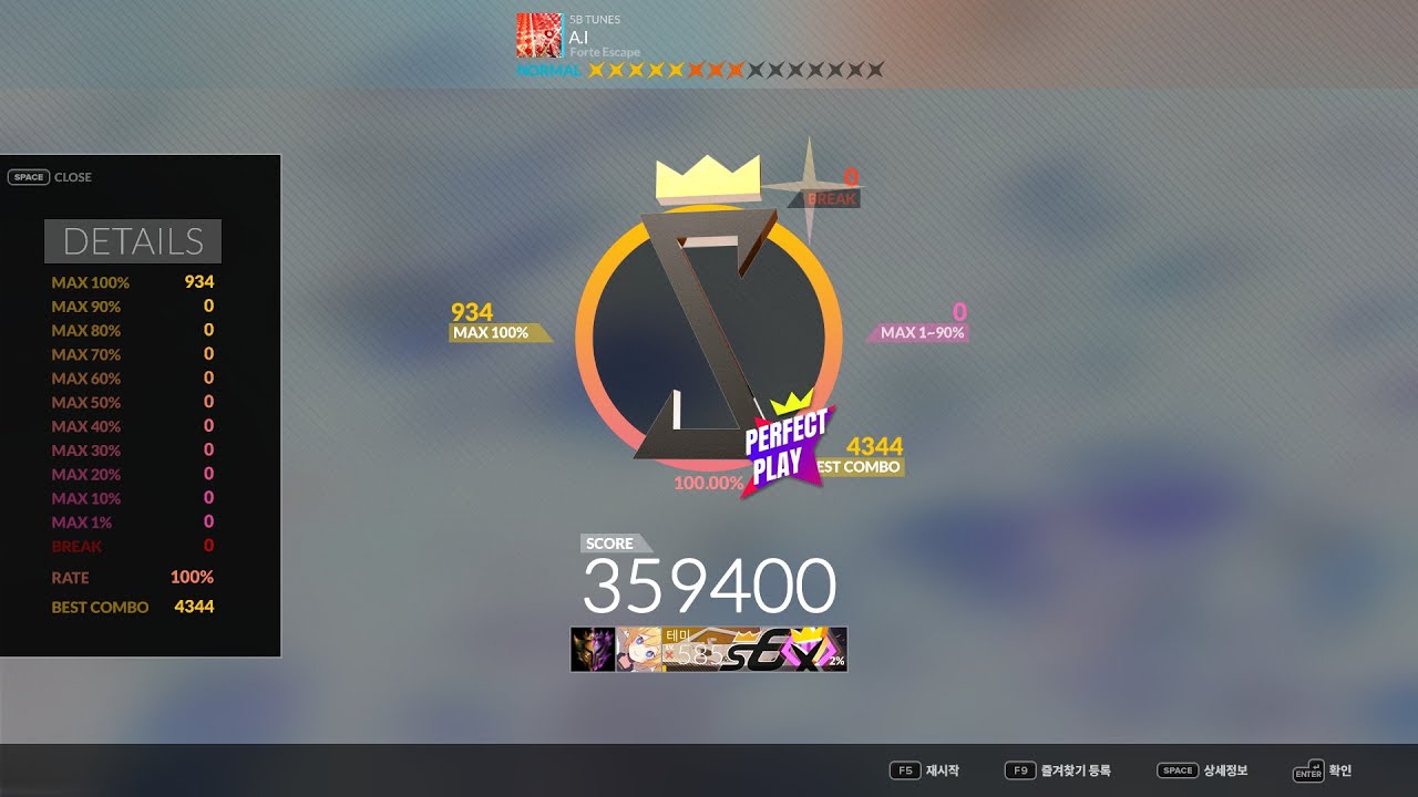 [DJMAX RESPECT V] A.I - Forte Escape 5B NM PERFECT PLAY 100.00% - YouTube