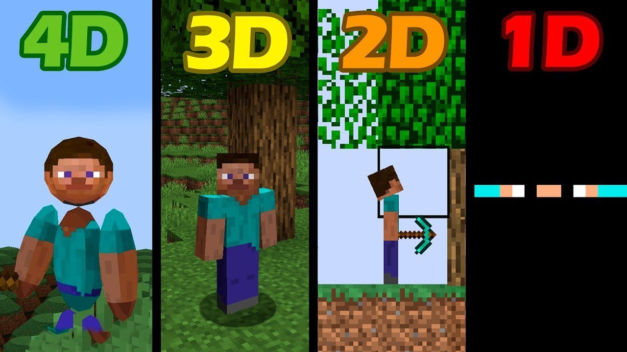 Minecraft 1D, 2D, 3D, 4D be like - YouTube
