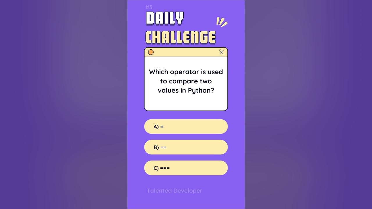 Which Operator Compares Two Values in Python? 🤔 #Shorts #python #trending - YouTube