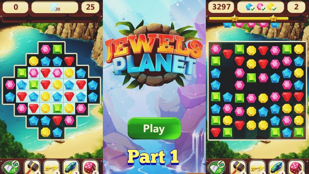 Bermain Games - Jewels Planet Free Match 3 & Puzzle by Teskin Part 1 ...