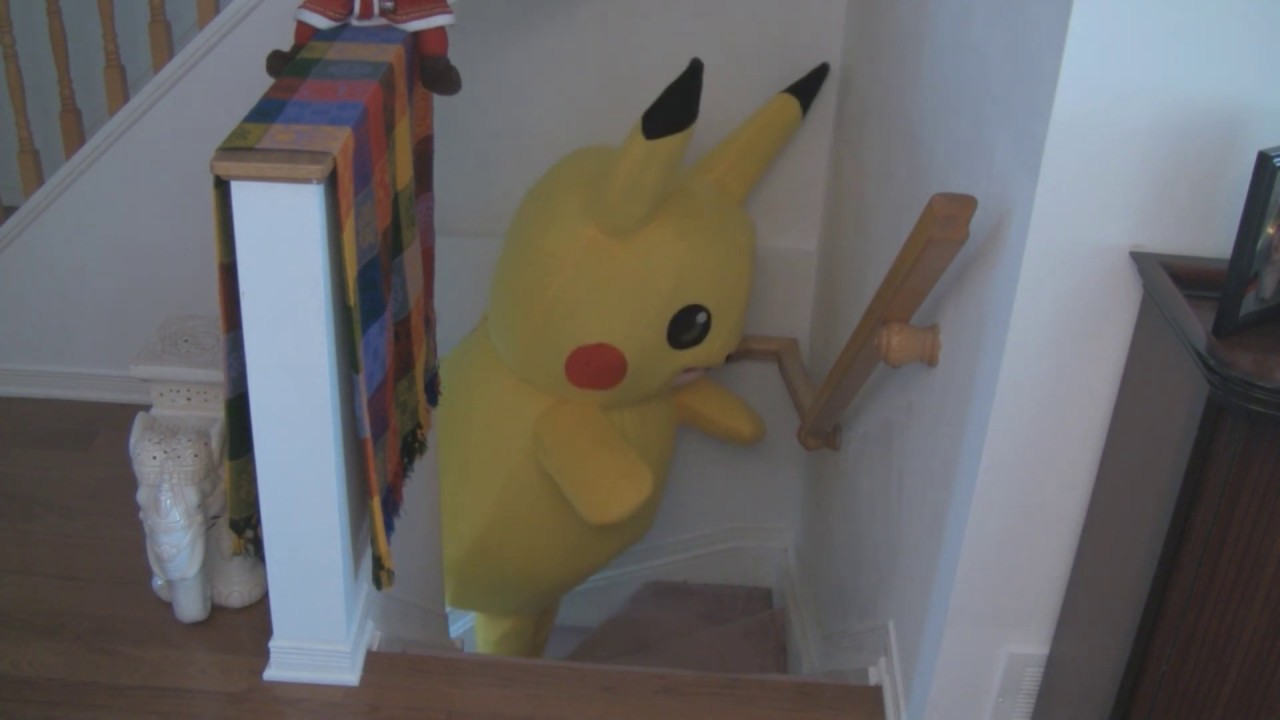 Fursuiting: Mascot Pikachu Climbs the Stairs - YouTube