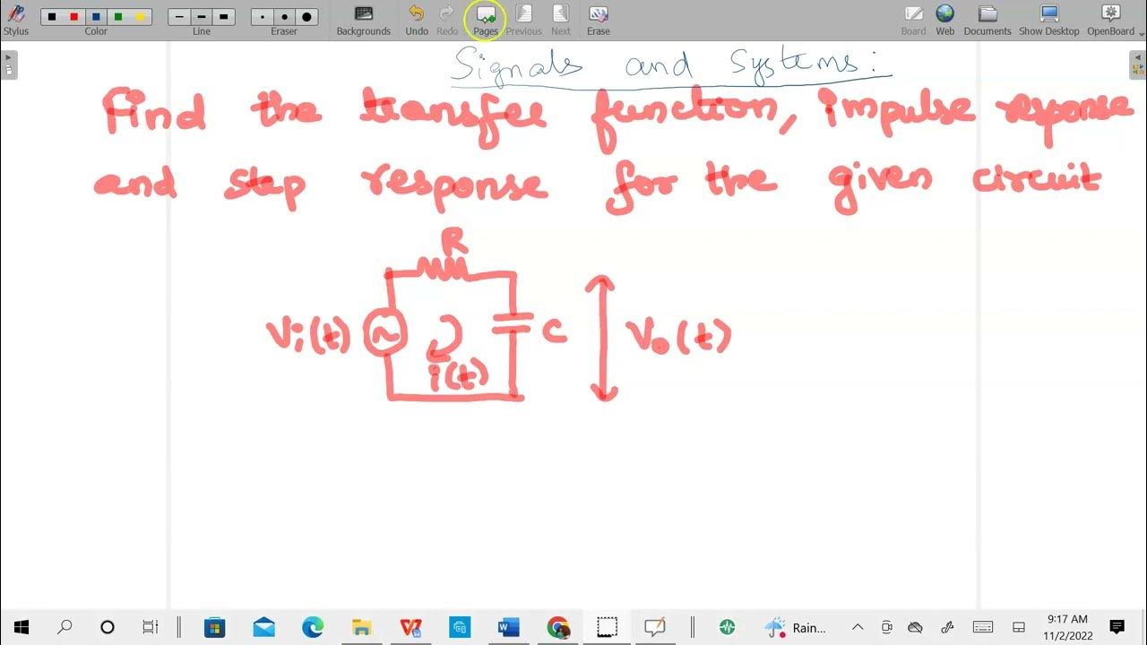 Find transfer function, impulse, and step response for the given RC circuit #signalsandsystems ...