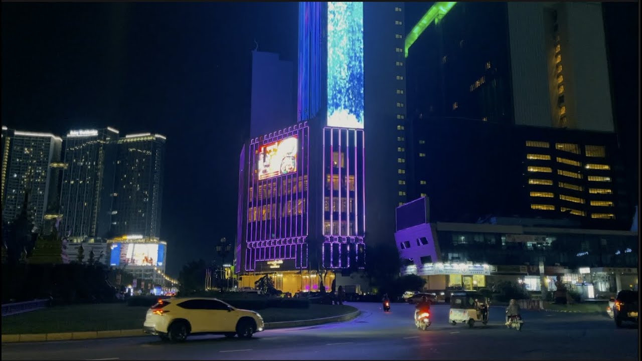 Night View City In Phnom Penh City So Beautiful - YouTube
