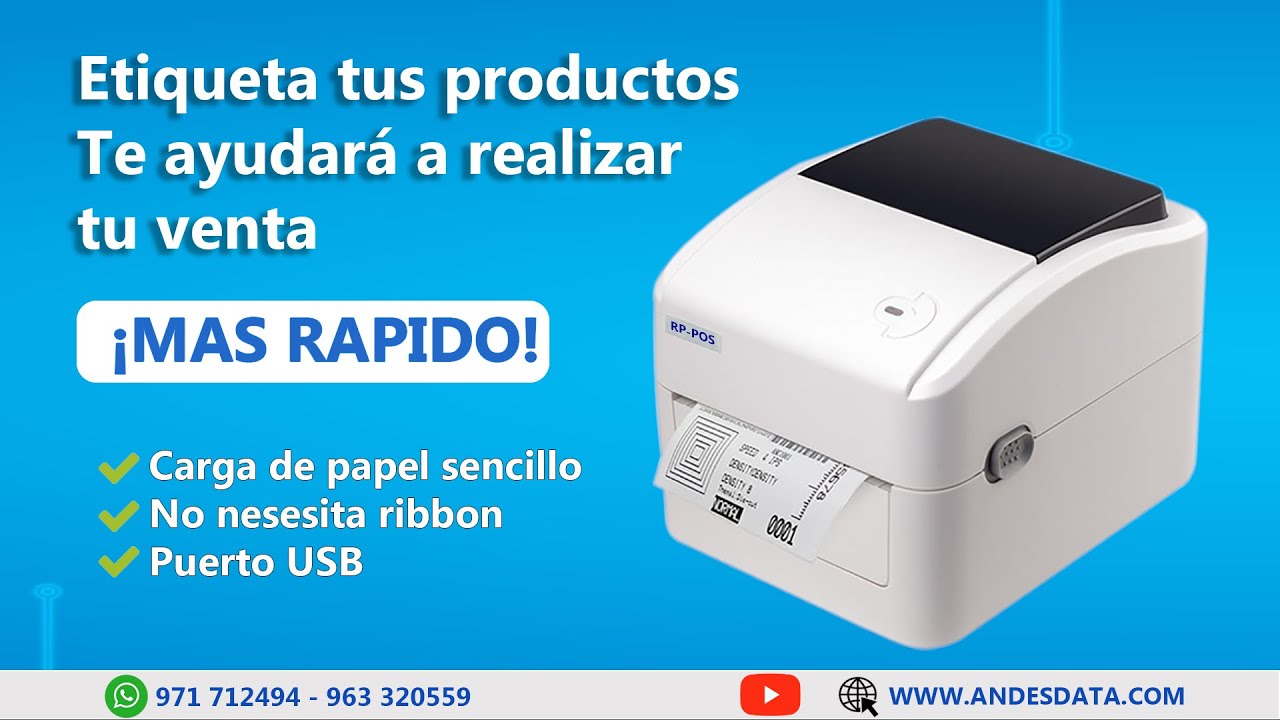 IMPRESORA DE ETIQUETAS TERMICA DIRECTA RP-POS 4B-2054 - PARA TU NEGOCIO U OFICINA - YouTube