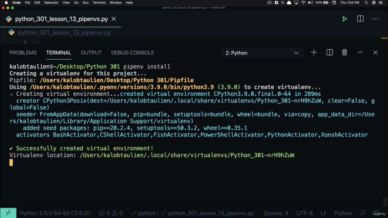 013 Using Pipenv For A Virtual Environment Youtube