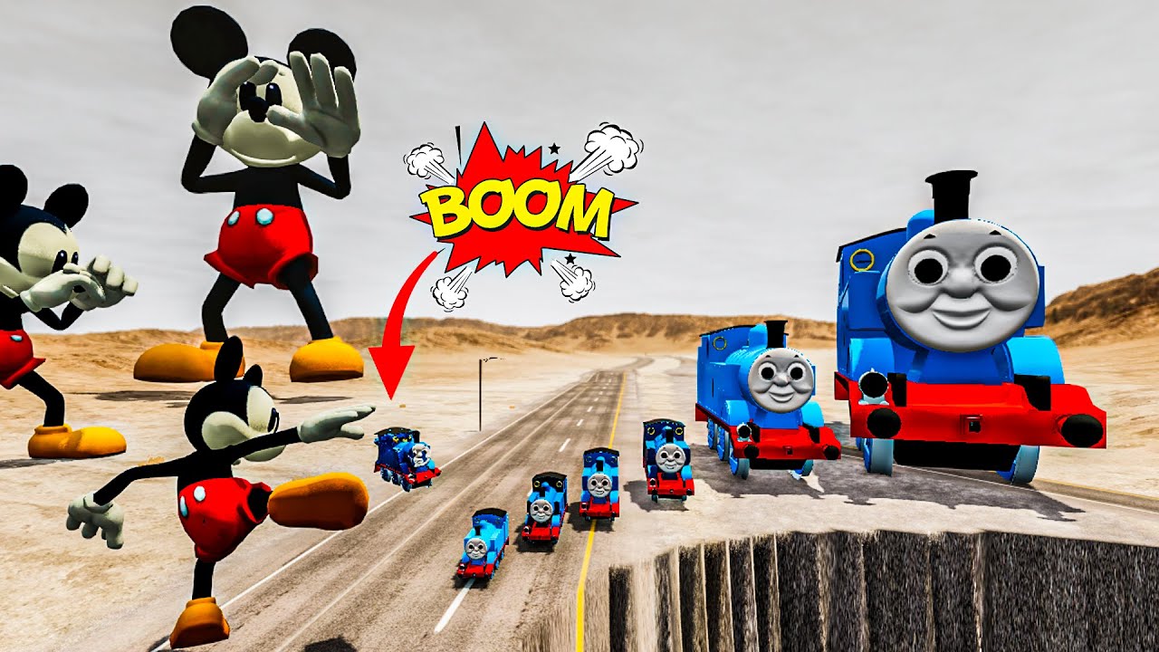 Big & Small Thomas the Tank Engine vs Side Kick Big & Small Mickey ...