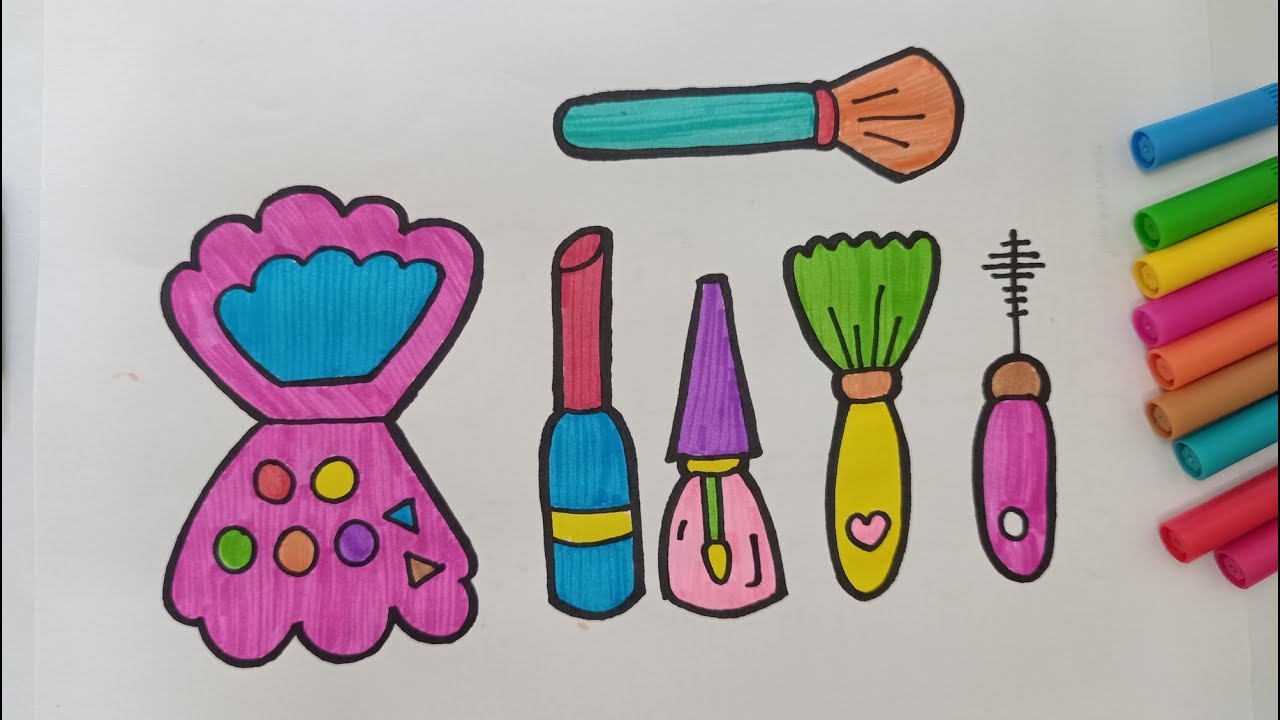 How to Draw Make Up Kit - EASY - YouTube