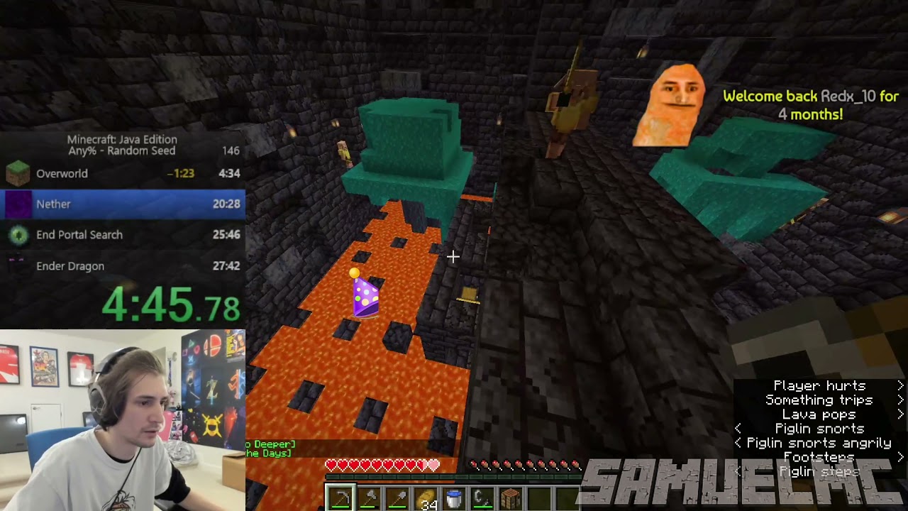 xQc raging in after dying in the Nether. - YouTube