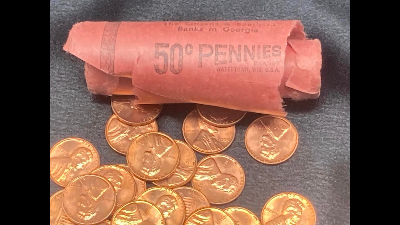 COIN ROLL HUNTING LINCOLN PENNY OBW ROLL FROM 1959 - YouTube