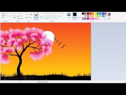 How to draw in computer || scenery drawing || microsoft paint || ms ...
