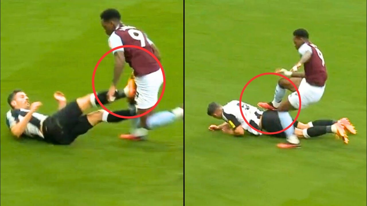 Jhon Duran Controversial Red Card vs Newcastle 😳 | Fabian Schar ...