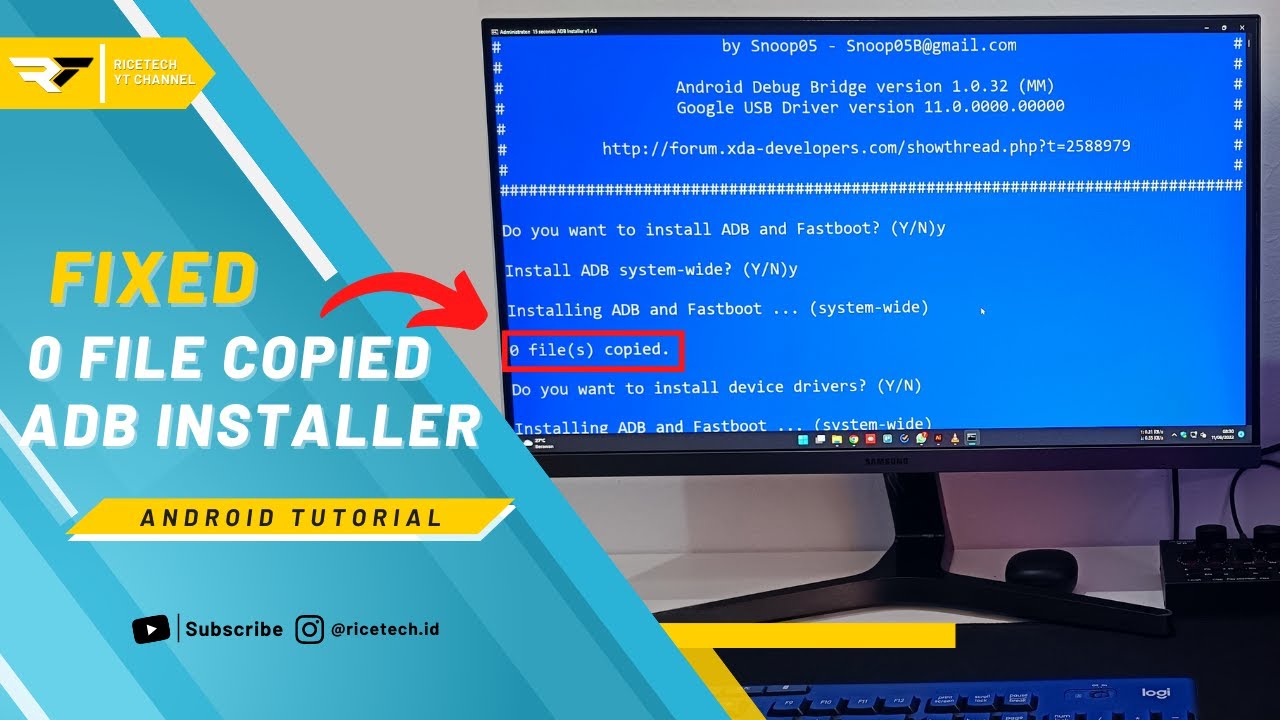 Cara Mengatasi 0 File Copied pada saat Install ADB Driver - Android Tutorial | RiceTech - YouTube