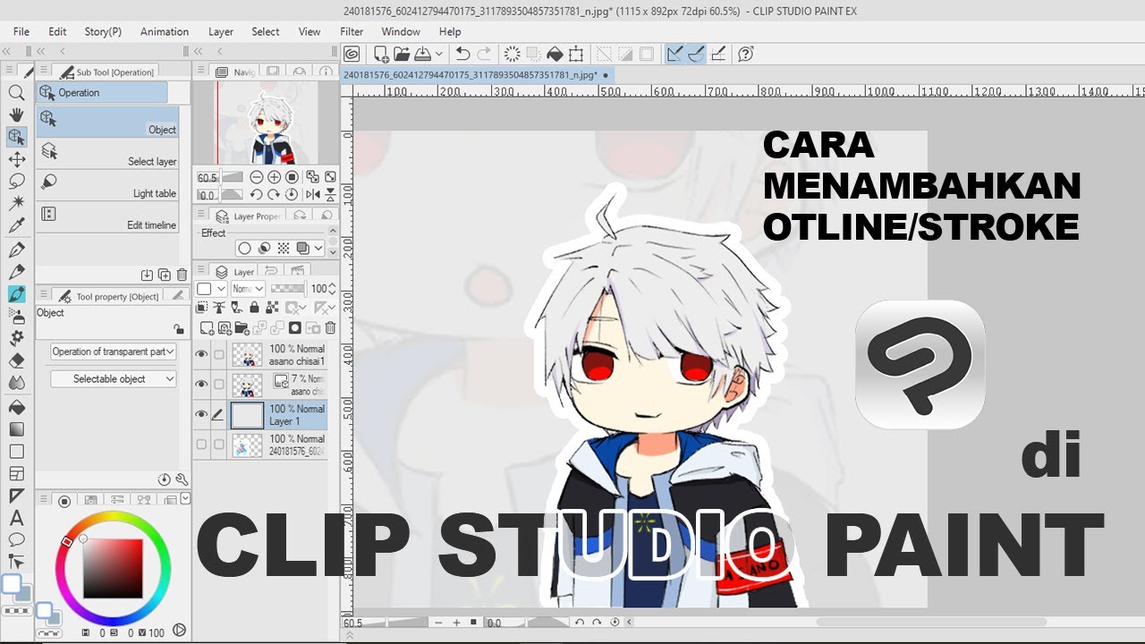 Cara menambahkan Outline/stroke di Clip Studio Paint - YouTube