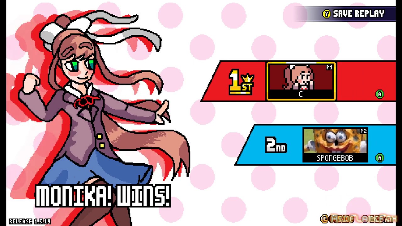 MONIKA (Doki Doki) Vs. SpongeBob - Rivals of Aether (Mods) - YouTube