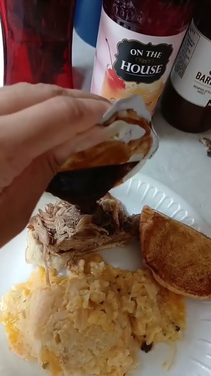 Katie's gummies, BBQ pour on half sandwich. Day 3 of pulled pork. - YouTube
