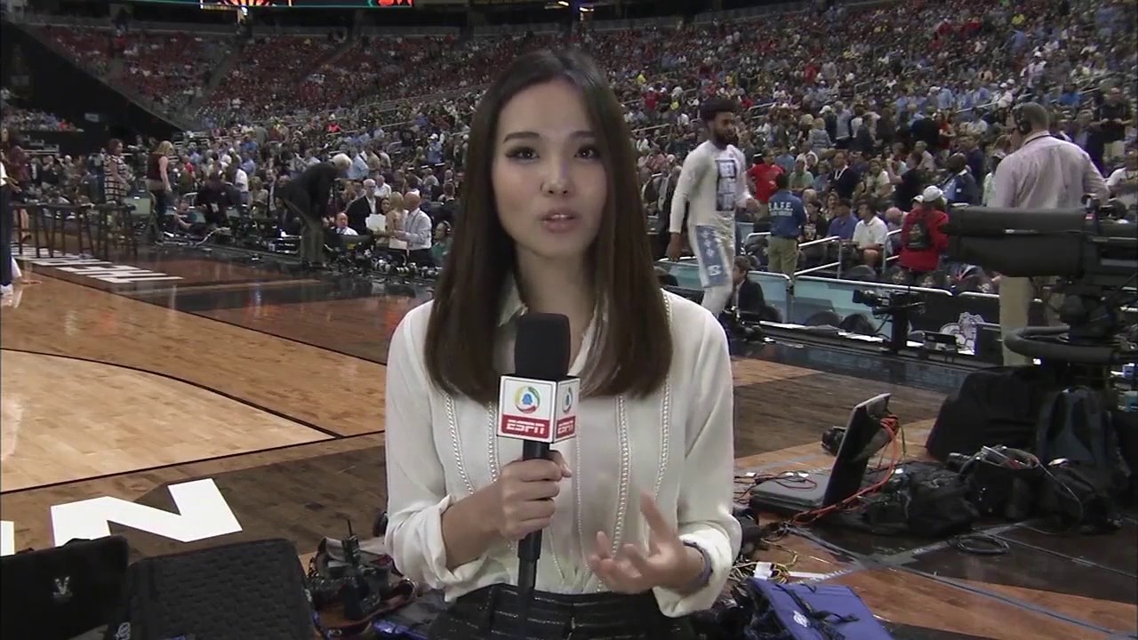 ESPN China reporter Coral Lu covering NCAA Finals with Dick Vitale ...