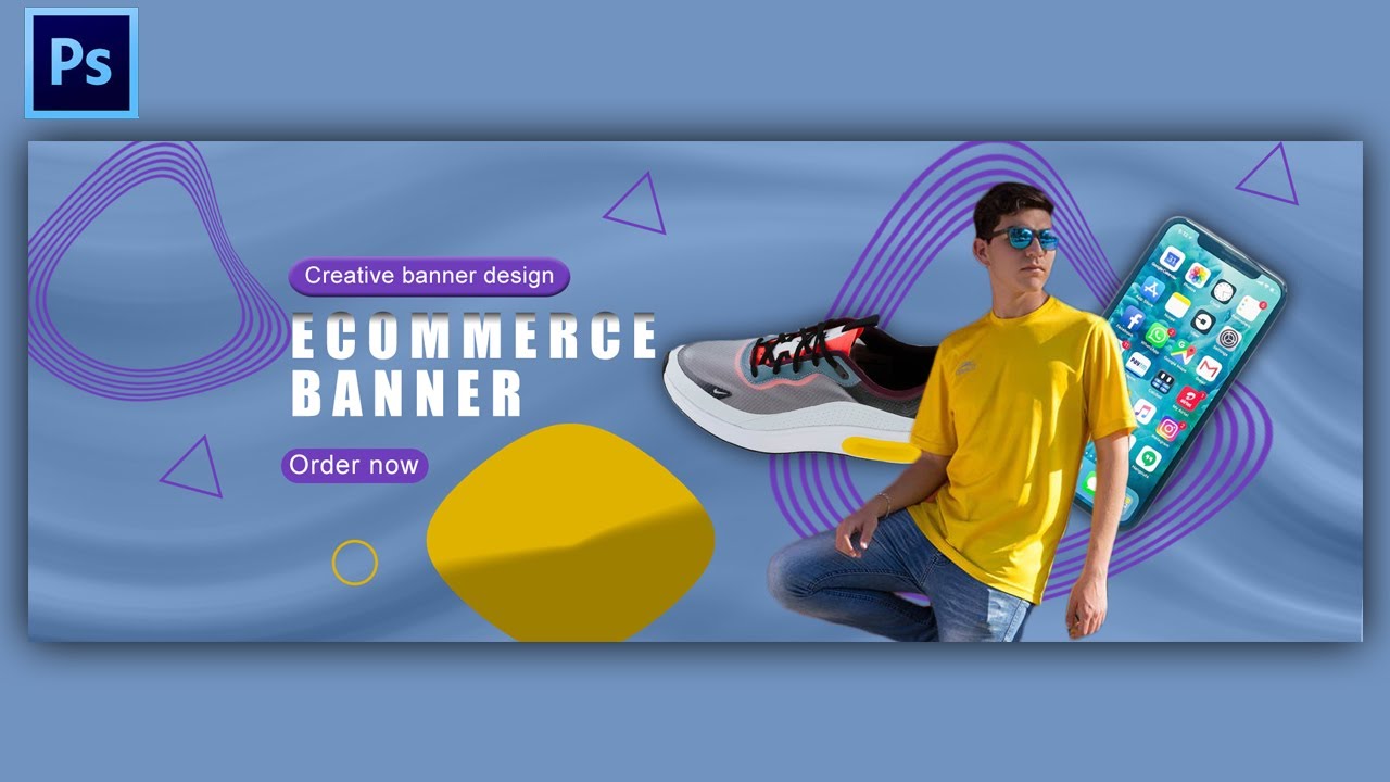 How to create ecommerce website hero banner design in photoshop ...
