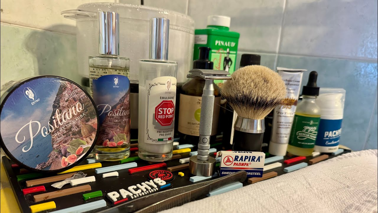 Positano, T-Ultra Benz Razor, Silvertip knot con manico in corno nero ...