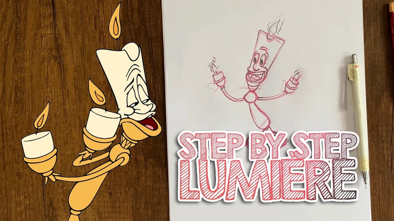 Easy Drawing For Lumière Step By Step - YouTube