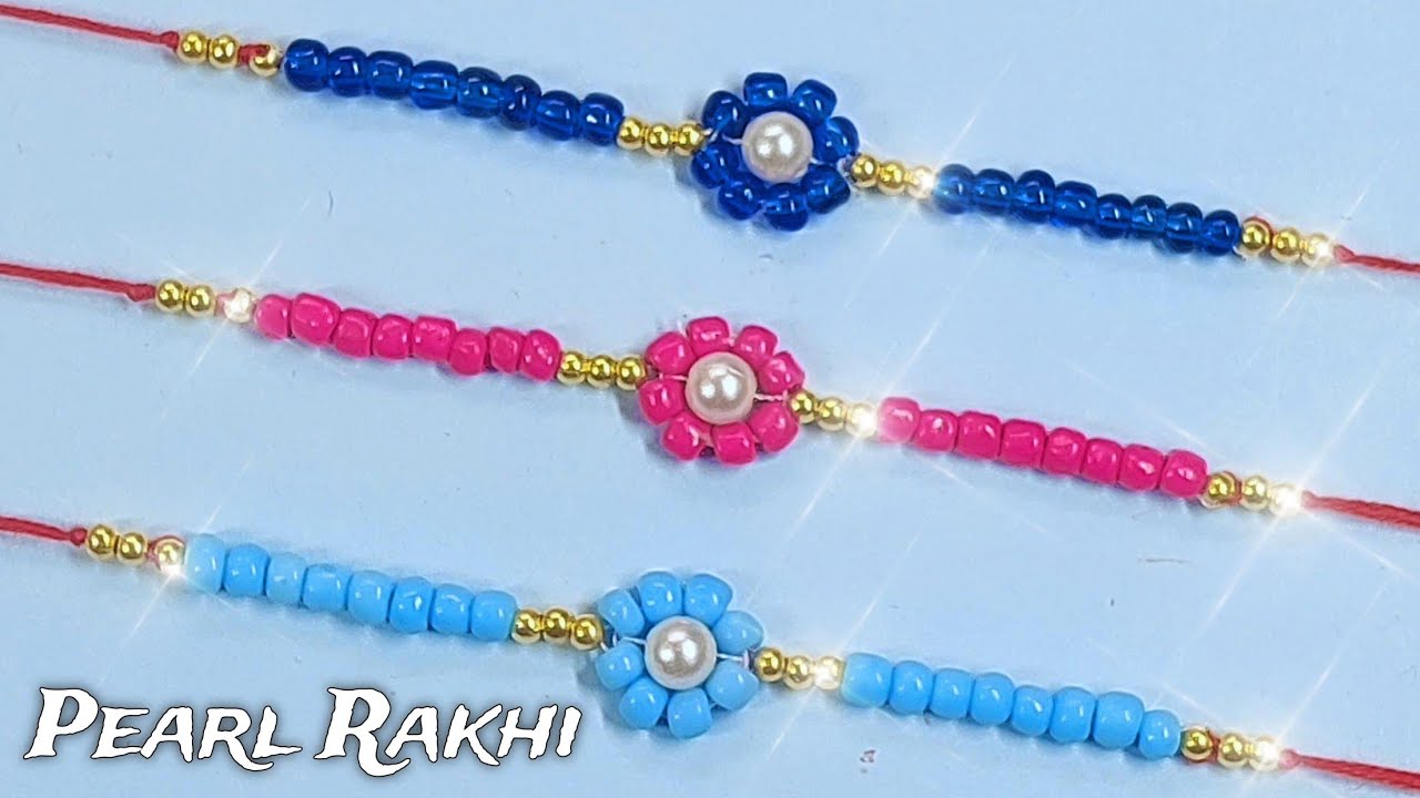 FANCY RAKHI AT HOME #0320 | Easy Handmade PEARL RAKHI DESIGN | राखी ...