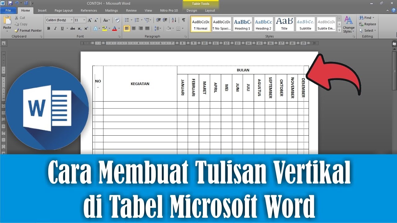 Cara Membuat Tulisan Vertikal di Tabel Word - YouTube