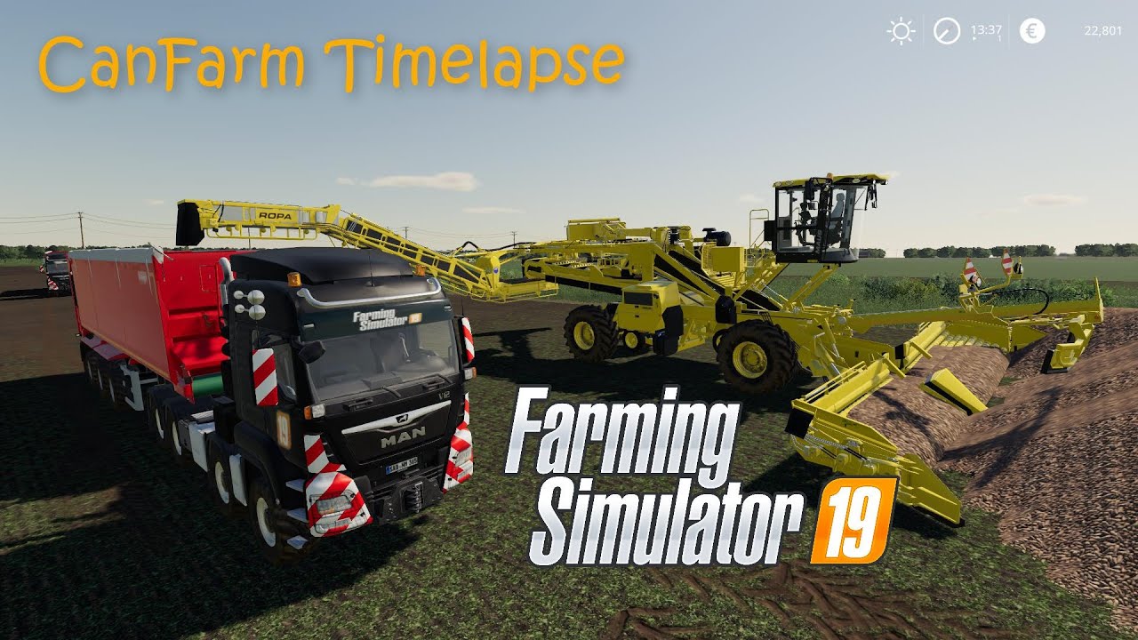 Sugar Beet harvesting, mowing and windrowing grass│CanFarm│fs 19 ...