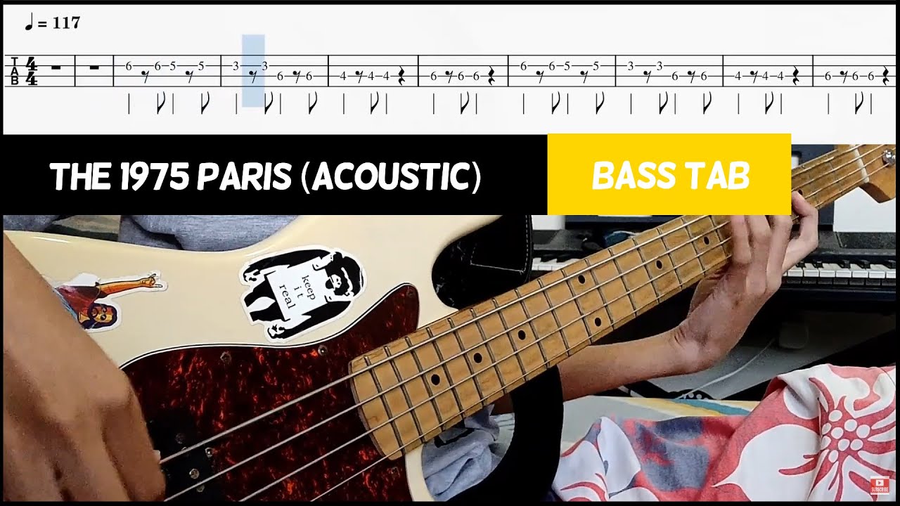 The 1975 - Paris (Acoustic) (BASS COVER) (TABS IN VIDEO) - YouTube