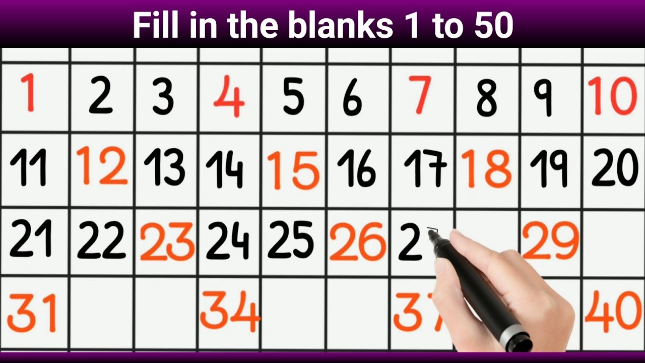 fill in the blanks | numbers | Counting | गिनती | 1234 | junior kg ...
