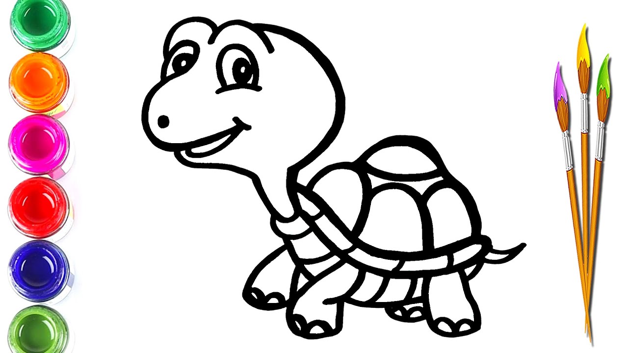 Tortoise Drawing, Painting, Coloring for Kids & Toddlers | Kids Art ...