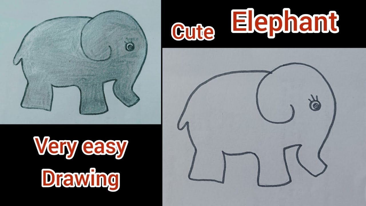 Elephant drawing very easy | How to draw Elephant | Cute Elephant ...