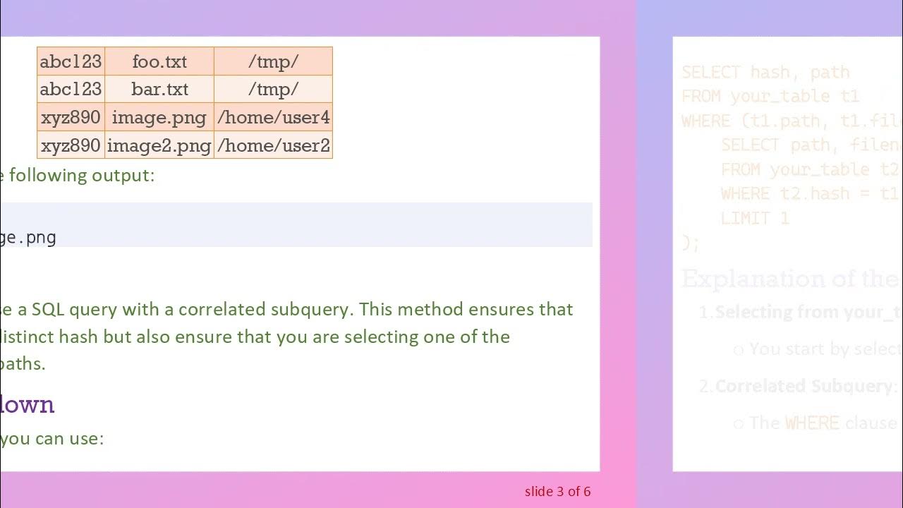 How to Select Unique Rows from a SQL Query with Duplicate Records - YouTube