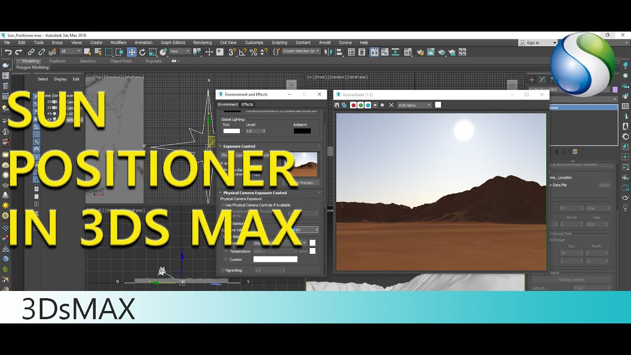How to create Sun with Sun Positioner in 3Ds Max - YouTube