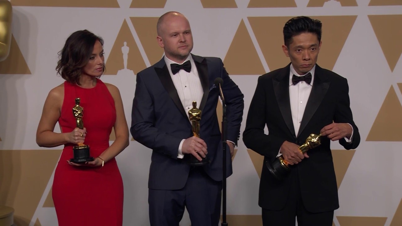 Kazuhiro Tsuji, David Malinowski and Lucy Sibbick Oscars Backstage ...
