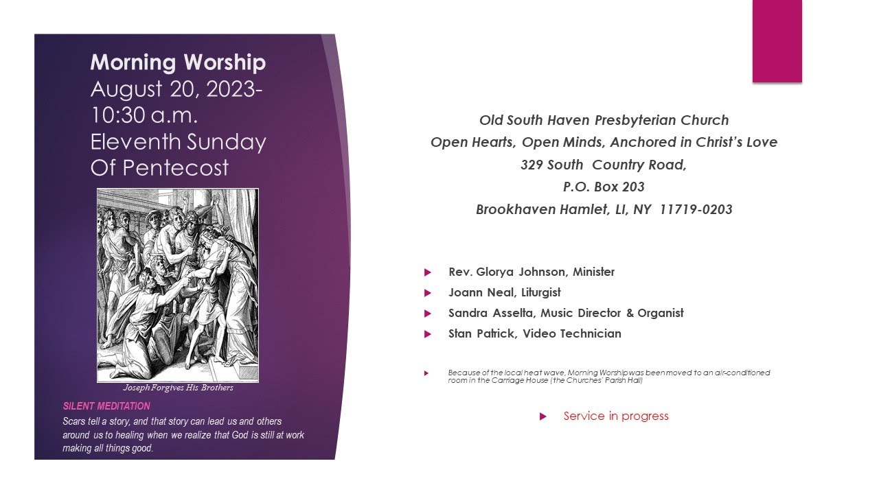 23 08 20 Worship Old South Haven Presbyterian Church (PCUS) - YouTube