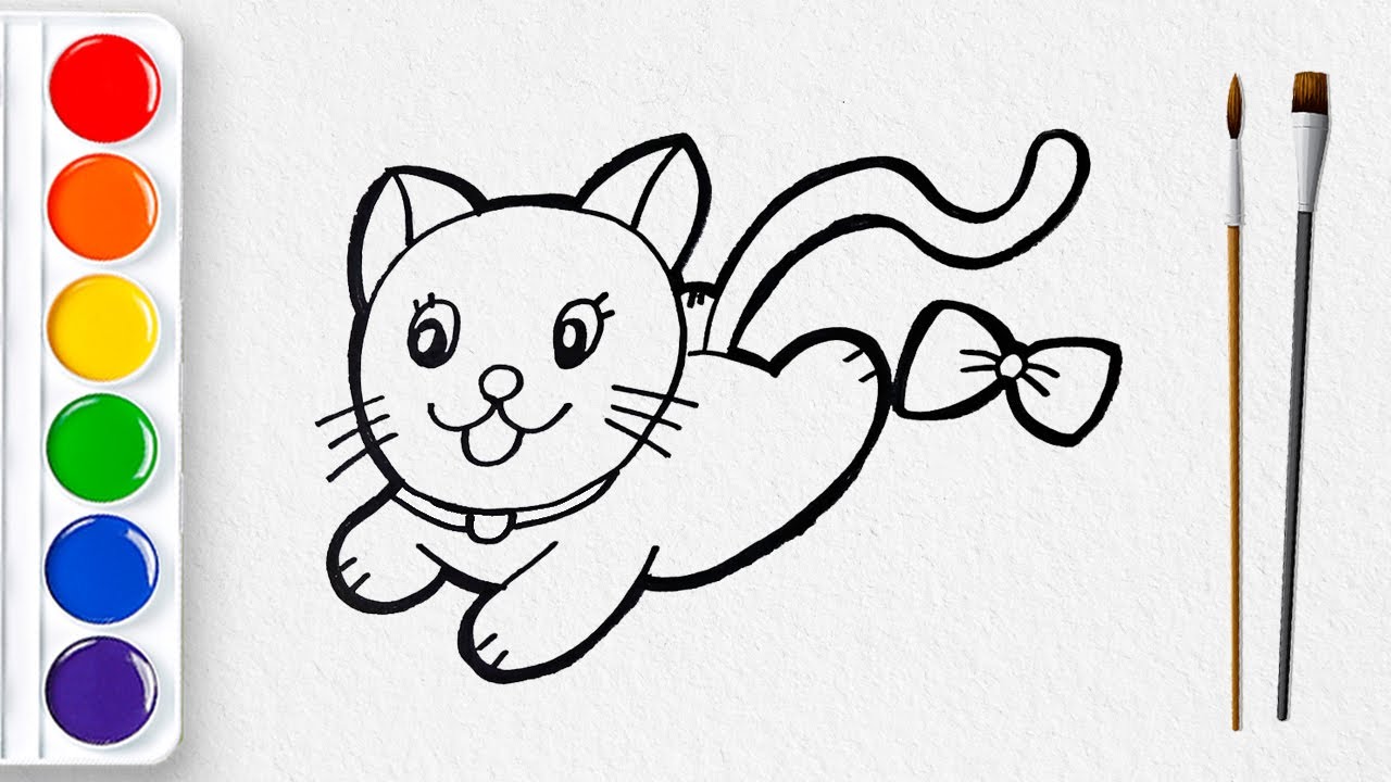 CUTE CAT | Drawing, Painting and Colouring for Kids & Toddlers ...