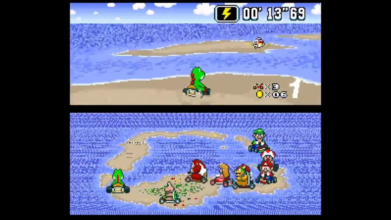 Super Mario Kart - Koopa Beach 1 50cc (Yoshi) - YouTube