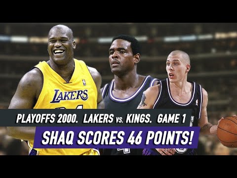 Throwback NBA Playoffs 2000. Lakers vs Kings Game 1 Highlights - Shaq scores 46 pts, Webber 28 pts
