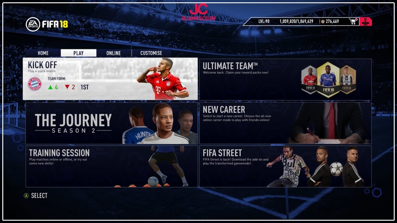 Tampilan Menu FIFA 18 - YouTube