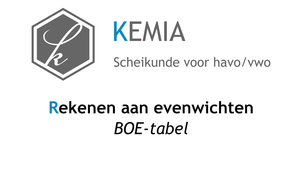 Rekenen aan evenwichten: BOE-tabel - YouTube