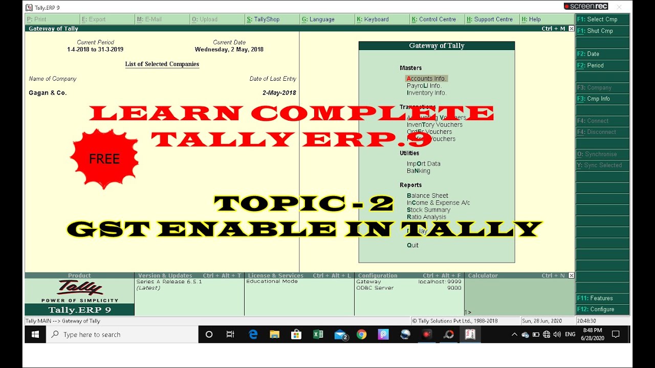 How To Enable Gst Function in Tally ERP.9 Step by Step [Learn Free ...