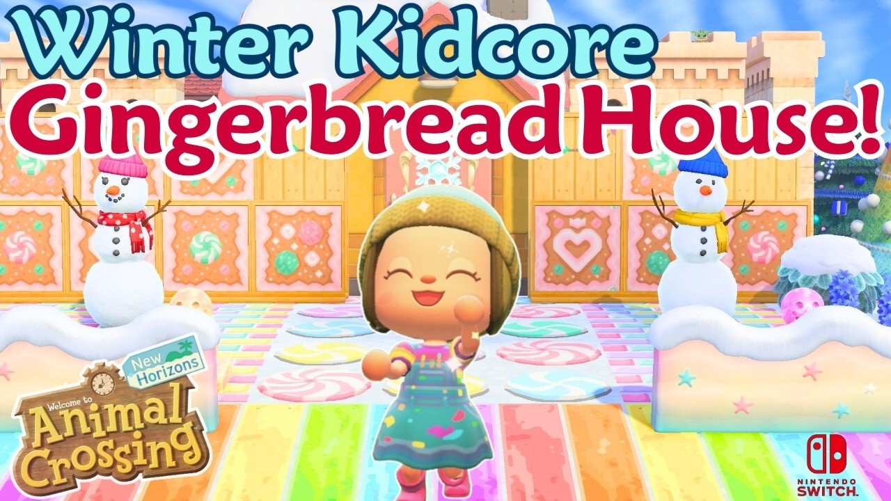ACNH Kidcore Gingerbread House on My Winter Island ️ Peppermint ...