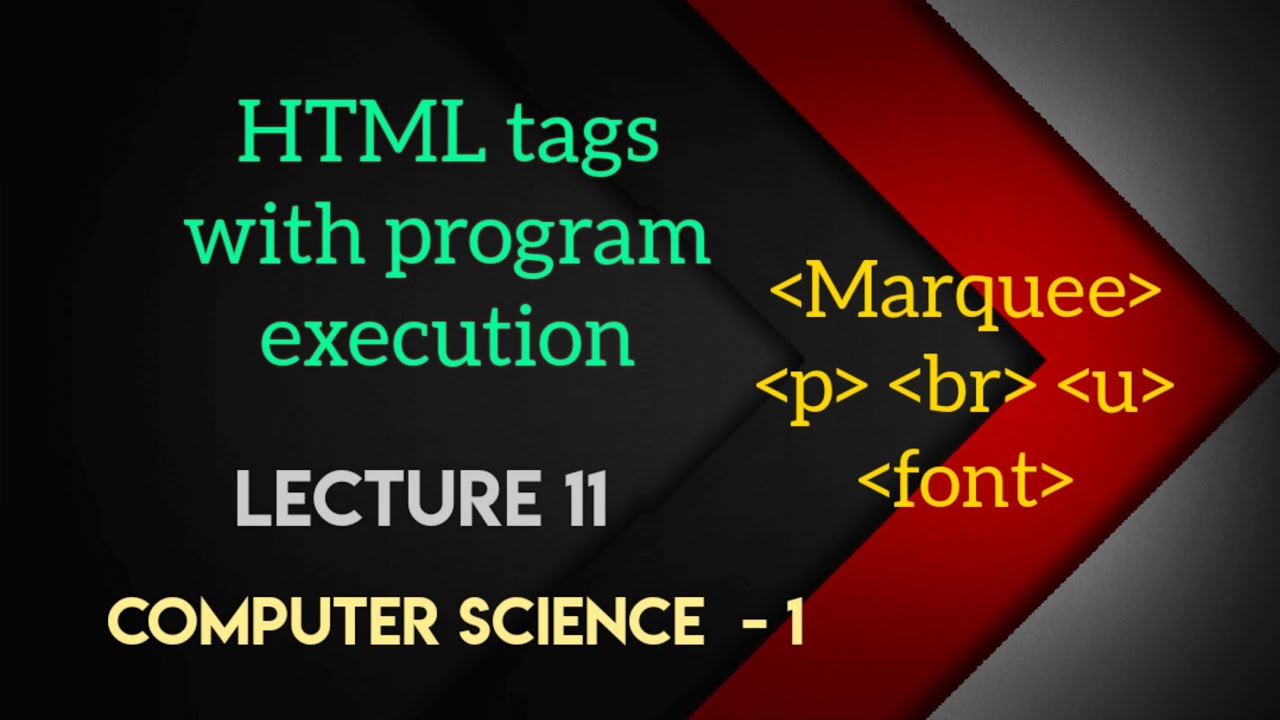 12th HSC | Imp tags of HTML | lecture 11 - YouTube