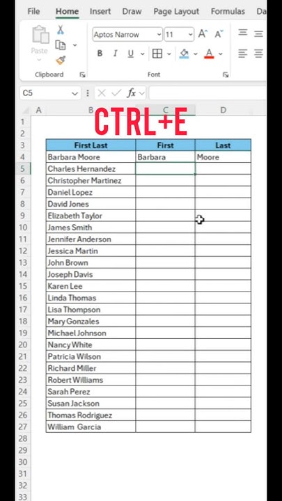 Excel - Separate First and Last Names #excel #exceltips #exceltutorial #college #excelformula ...