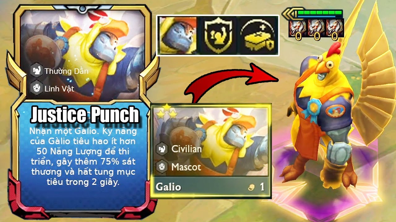 Justice Punch Galio X3 Titan’s Resolve !!! 1 Vs 9 TFT SET 8 - YouTube