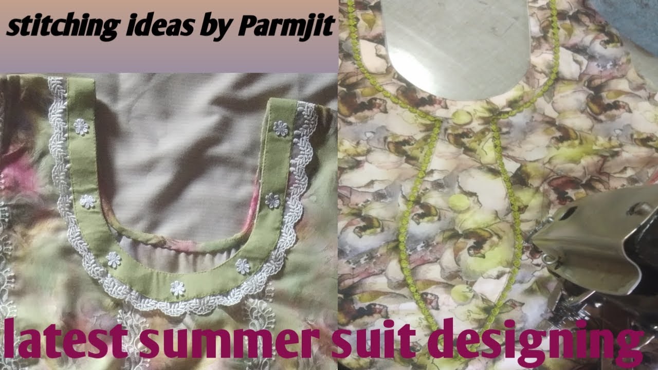 Latest printed suit lace design ||lace neck design || @stitching ideas ...