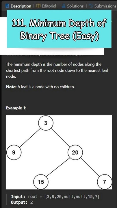 111. Minimum Depth of Binary Tree (Easy) #coding #leetcode #programming - YouTube